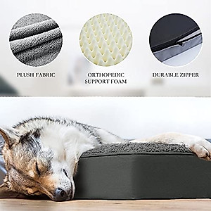Baauye X-Large Dog Bed for Large/Mediem/Samll Dogs, Orthopedic Egg-Crate Foam Dog Bed Suit for Dog Crates with Removable Waterproof and Washable Cover (X-Large（41x30x4）, Dark Grey)