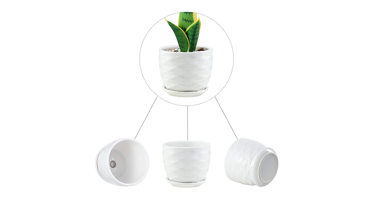 Sietpoek 4.7 Inch Ceramic Planters for Succulents & Snake Plants