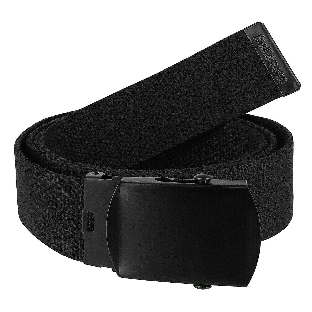 Military Belt Canvas Belt Web Belt Non Leather Belt Black Buckle/Tip One Size fits all, 1-1/2" Wide (Black)