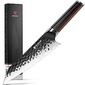 BRODARK Japanese Chef Knife, Professional 8 Inch Kitchen Knife with Hand Forged 9Cr18MoV High Carbon Steel Blade,Ultra Sharp Gyuto Knife and Ergonomic Handle,Gift Box