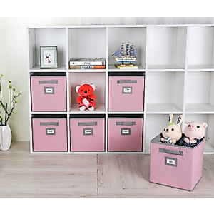 PDTXCLS Yowego EPG-Life 6 Pack Foldable Storage Cubes with Label Holder and Fabric Handle, Pink