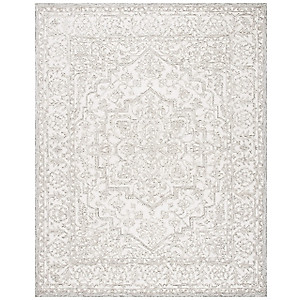 SAFAVIEH Trace Collection Area Rug - 8' x 10', Ivory & Natural, Handmade Wool, Ideal for High Traffic Areas in Living Room, Bedroom (TRC302A)