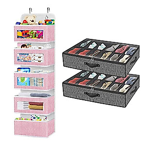 homyfort Over the Door Organizer, Hanging Baby Diaper Organizer for Nursery,Under Bed Shoe Storage Organizer for Closet