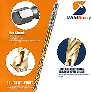 Hex Shank M35 Cobalt Drill Bit Set 13 Pcs (1/16"-1/4"), Impact Quick Change Drill Bit Set for Cast Iron, Hardened Metal, Stainless Steel, Wood and Plastic