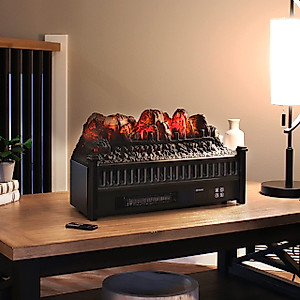 Sunnydaze Heated Log Electric Fireplace Insert Heater - Polypropylene Construction - Great for Existing Fireplaces
