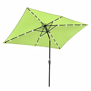 Yescom 10x6.5ft Outdoor Rectangle Solar Powered LED Patio Umbrella with Crank Tilt for Garden Backyard Table Market Pool