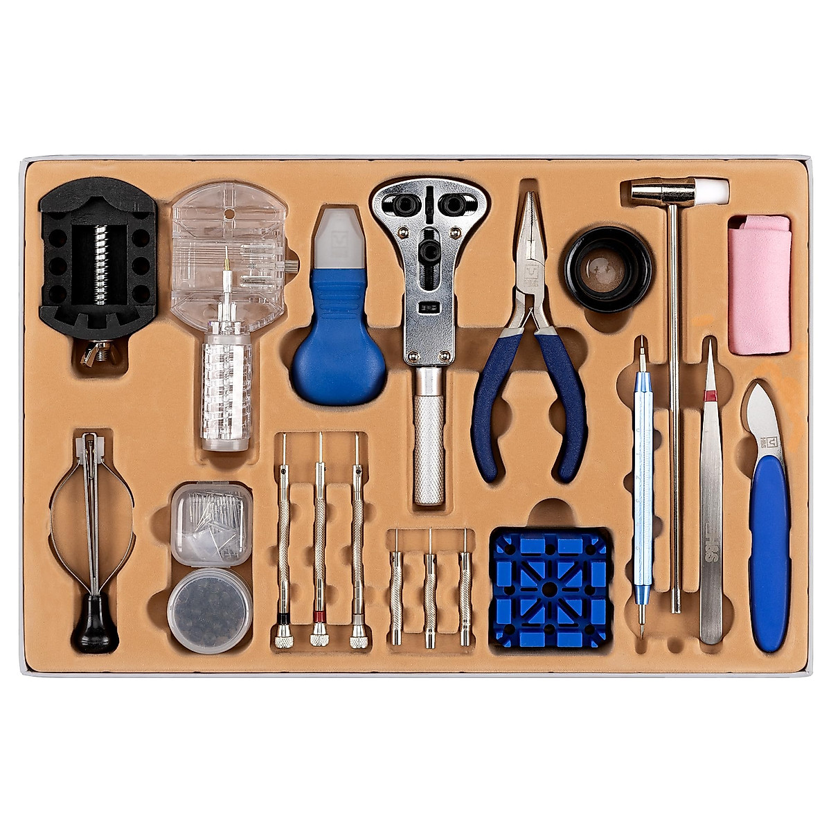 H&S Alliance Watch Repair Tool Kit - Watch Link Removal Kit - Tools & Kits for Sizing w Pin & Back Removal - Case Opener - Resizing Strap Band Adjustment - Link Remover - Box Case