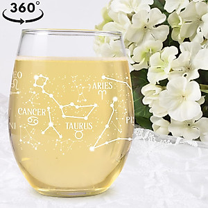 Your Moon Phase - Zodiac Signs - All Zodiac Constellation Wine Glass | Astrological Gifts | Stars Wine Glasses | Gift for Him & Her | Astrology Gift for Women & Men | Wine Lovers Zodiac Glass (15 oz)