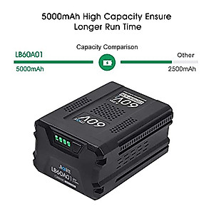 Jialitt 60V 5.0Ah Replacement for Greenworks Pro 60V Battery Max Lithium Ion LB60A00 LB60A01 LB60A02 LB60A03(Not for Kobalt&Powerworks)