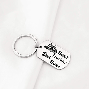 Truck Dad Gifts Trucker Dad Keychain Truck Driver Gifts for Dad from Daughter Wife Best Truckin' Dad Ever