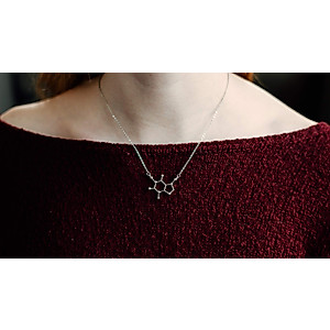 Caffeine Molecule Necklace, 925 Sterling Silver, Coffee Necklace, Coffee Lover Jewelry for Women, Coffee Gifts for Women, Coffee Lovers Gifts