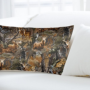 TumzfhQ Camo Deer Pillowcase with Hidden Zipper Soft Cozy for Home Bed Sofa Living Room Decorative Throw Pillow Covers 20x30 inches
