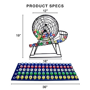 Royal Bingo Supplies Showstopper 19-inch XL Bingo Game - 1.5" Large Print Bingo Balls with Cage, Wood Master Board - Premium Bingo Set for Large Groups - Lottery Ball Machine Bingo Kit