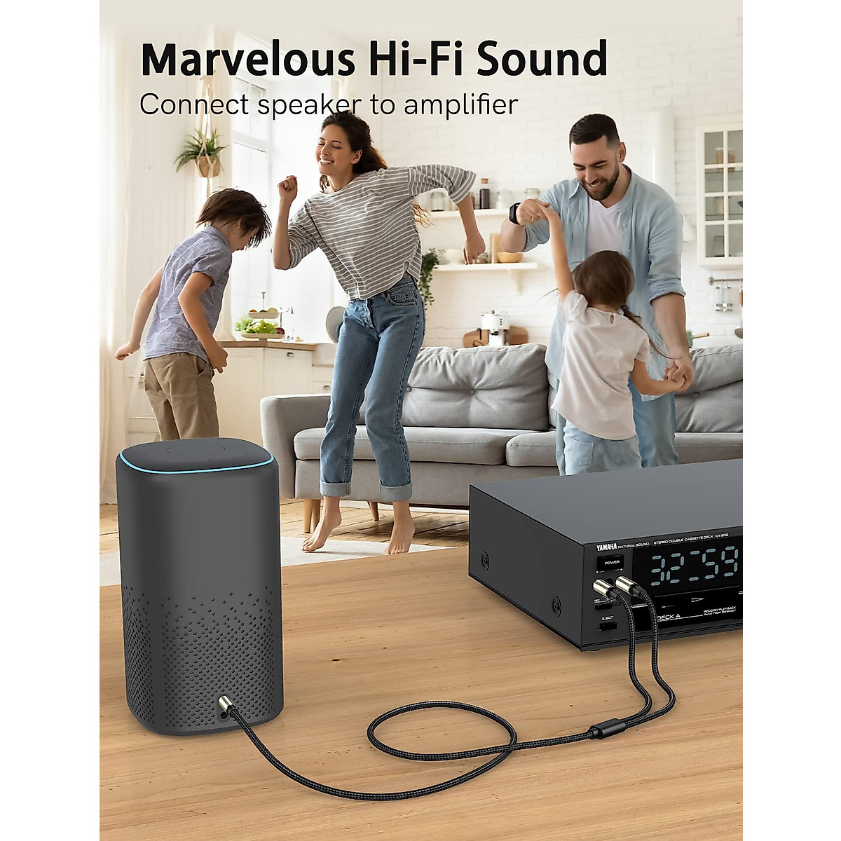 VIOY 1/8 to 1/4 Stereo Cable (6ft/2m), 3.5mm 1/8'' TRS to Dual 6.35mm 1/4" TS Mono with Brass Plating Housing Braided Audio Breakout Cable for Phones, Amp, Mixer, CD Players, Home Stereo Systems……