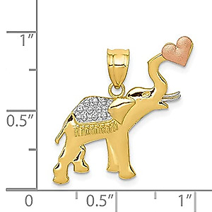 IceCarats 14K Two Tone Gold White Elephant Heart Necklace Love Pendant Charm Only