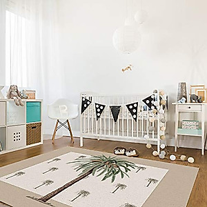 Fantasy Staring Area Rugs for Living Room & Bedroom, Tropical Palm Tree Non-Slip Modern Carpet Children Playroom Soft Carpet Floor Mat Home Decor 2' x 3'