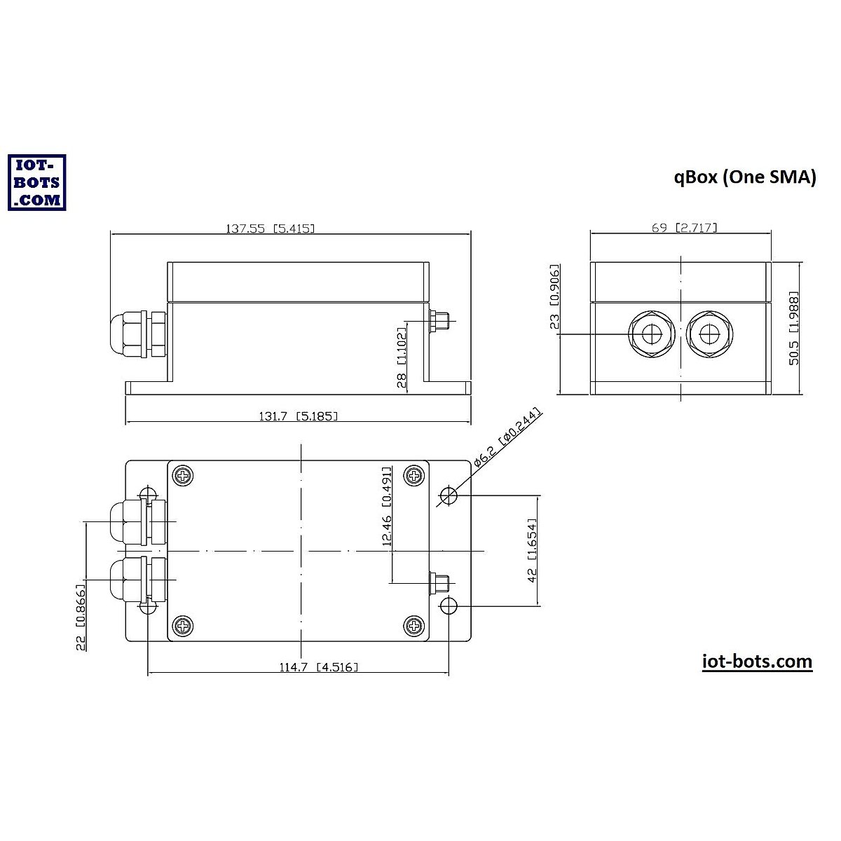 qBoxMini DIY IOT Enclosure Kit (One SMA), IOT Enclosure for Arduino MKR Feather ESP32 Cellular LoRa WiFi Board, Waterproof IP65 Enclosure with Glands, prototyping PCB and SMA Connector