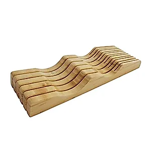 Shenzhen Knives Large In-Drawer Knife Block: 11 Slot (Holds 10-12 Knives) Empty Bamboo Wooden Knife Holder for Kitchen Drawers