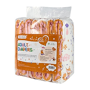 Aimisin Adult Printed Diapers,XX-Large-Fox and Bear, 7 Pieces for Men and Women - Leak Protection Heavy Absorbency Protection Diapers