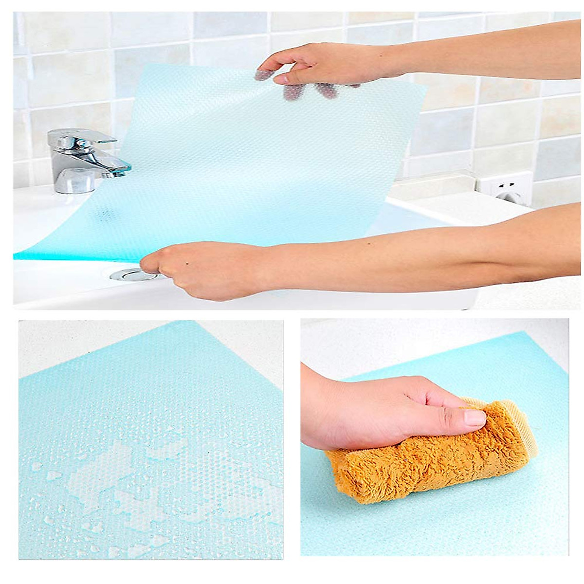 PaWuKi Refrigerator Mats, Washable Waterproof Drawer Table Mats Refrigerator Liners for Cabinets Storage Kitchen and Placemats