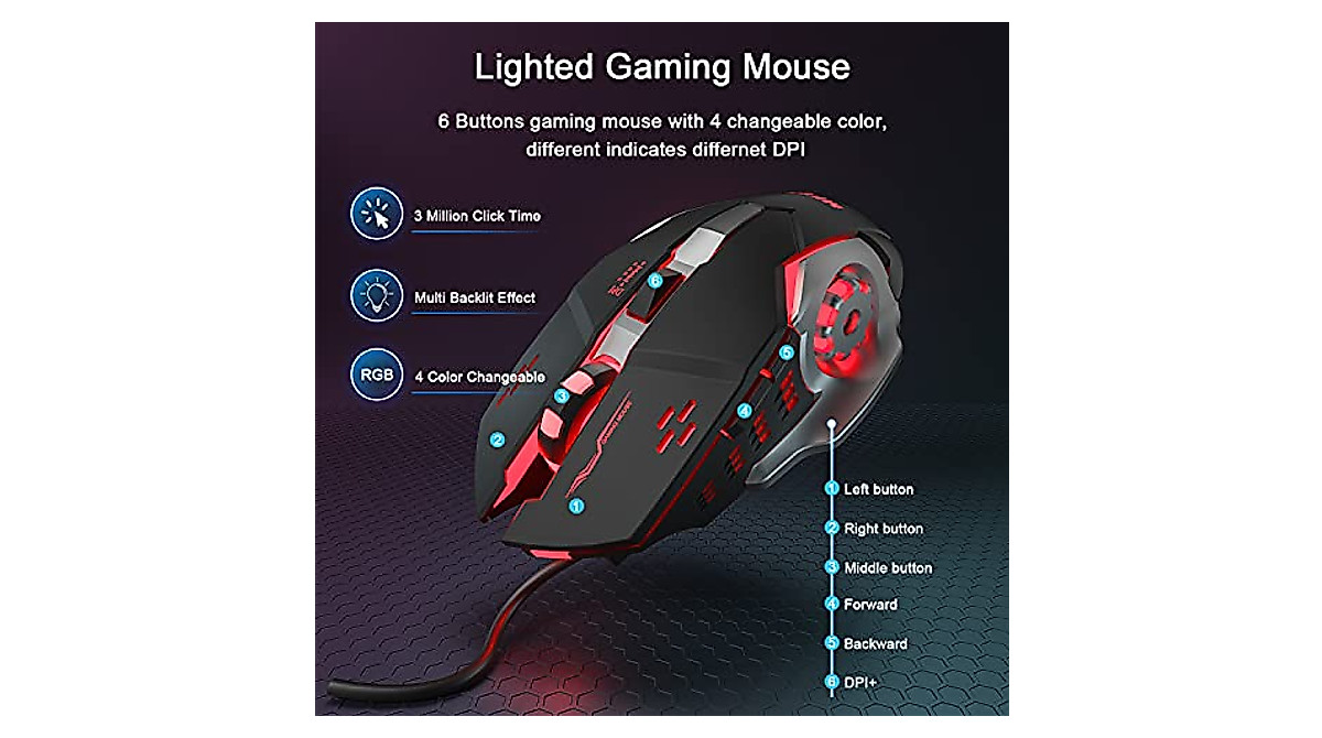 MFTEK Gaming Keyboard and Mouse Combo with Large Mouse Pad, RGB Rainbow ...