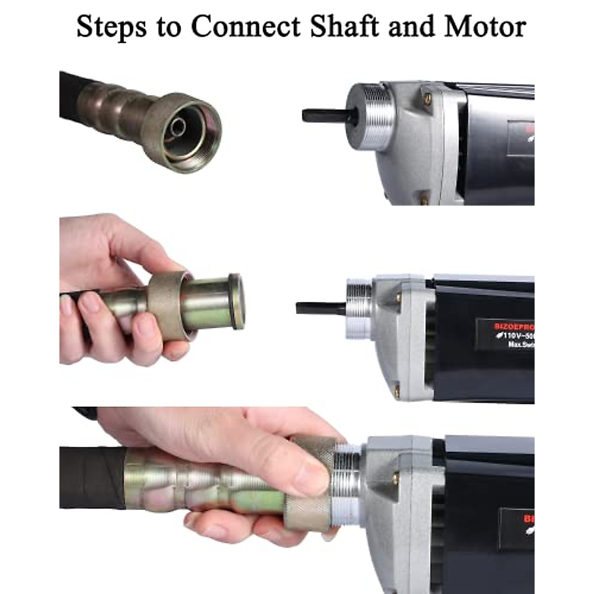 BIZOEPRO Hand Held Power Concrete Vibrator 950W 13000rpm With 2.5M(8-1/5feet) Shaft Rod Electric Concrete Vibrabrater Portable Construction Pencil Vibrator