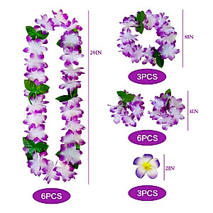 GoodUping 18 Counts Hawaiian Leis, Flower Hair Clip, Headbands and Wristbands, Perfect Luau Party Supplies for Summer Beach Vacations, Essential Party Decorations for Birthday, Graduation, and Wedding