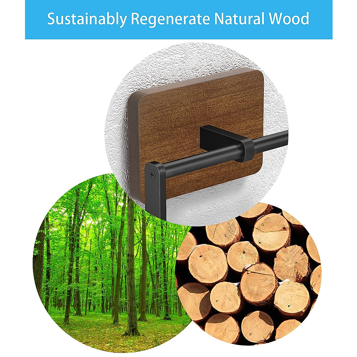 DOKU 2Pack Square Towel Ring, Hand Towel Holder for Bathroom, Towel Rack Hanger for Kitchen Wall Mount Heavy Duty Storage, Black and Brown