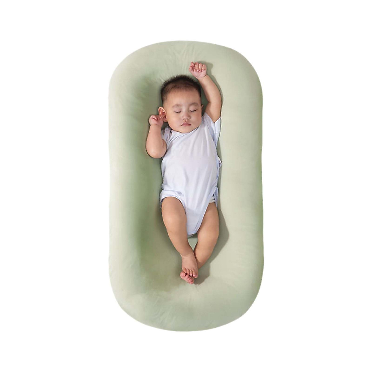 Saanerueen Baby Lounger for Newborn 0-24 Months, Infant Nest Sleeping for Baby in Bed, Soft Breathable Washable Newborn Lounger for Baby (Green,0-12 Months)