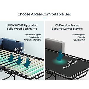 LINSY HOME Pull Out Sofa Bed, 2-in-1 Convertible Sleeper Couch with Memory Foam Mattress, Two Seat Loveseat Sleeper Sofa Bed for Living Room, Blue, Full Size