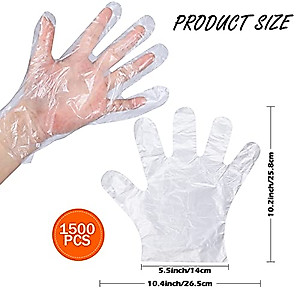 POPMISOLER 1500 Pcs Disposable Gloves, Clear, Unisex, Plastic, 10.4in x 10.2in