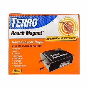 TERRO T256-8 Poison Free Roach Magnet Trap and Killer with Exclusive Pheromone Technology - Kills Ants, Spiders, Scropions, Silverfish, Crickets, and More - 8 Traps