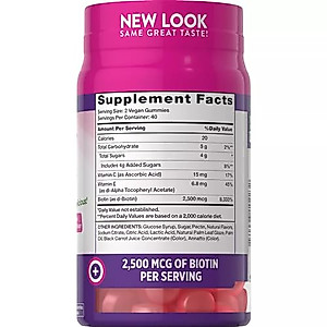 Nature's Truth Hair, Skin & Nails Gummies 2500 mcg Biotin Fruit Flavor - 80 ct, Pack of 2