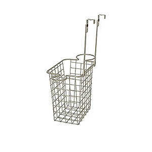 Spectrum Grid Over the Cabinet Styling Station (Satin Nickel) - Tall Bathroom & Under Sink Organizer for Hair Dryer, Beauty Tools, Accessories, & Home Essentials