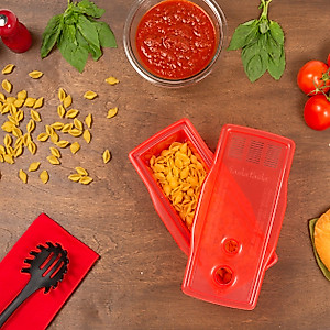 Microwave Pasta Cooker- The Original Fasta Pasta (Red)- Quickly Cooks up to 4 Servings- No Mess, Sticking or Waiting For Boil- Perfect Al Dente Pasta Every Time- For Dorms, Small Kitchens, or Offices