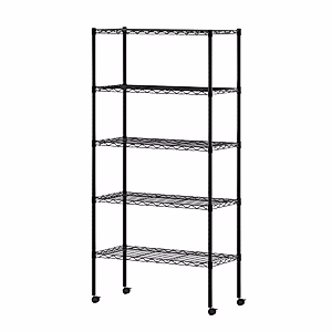 Furinno Wayar 5-Tier Metal Storage Shelf Rack, 30 x 14 x 60, Black