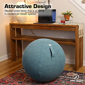 ProBody Pilates Yoga Ball Chair - Exercise Ball Chair for Home or Office, Balance Ball Chair with Yoga Ball Cover, Upgrade Stability Ball with Attractive Cover (Azure, 24 in)