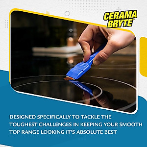 Cerama Bryte Combo Kit POW-R Grip, Scraper, Pads & Removes Tough Stains Cooktop and Stove Top Cleaner for Glass - Ceramic Surfaces, 10 Ounces, 6 Piece