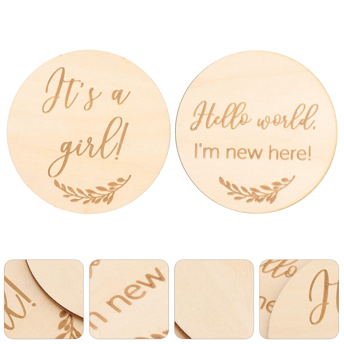 Abaodam Amosfun 2Pcs Its A Girl Sign Wood Baby Monthly Cards Milestone Discs Baby Shower Party Decorations for Gender Reveal Baby Announcements(10cm)