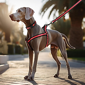 Mile High Life Night Reflective Double Adjustable Band Nylon Small Puppy Pet Dog Combo Collar Leash and Harness Set (Reflective Edge Red, Small (Pack of 3))