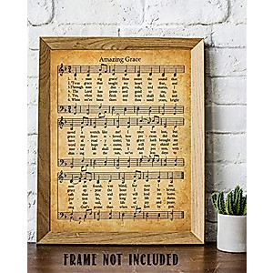 Amazing Grace Wall Art Poster - 11x14 Unframed Art Print - Great Inspirational Music Sheets Gift and Decor Under $15