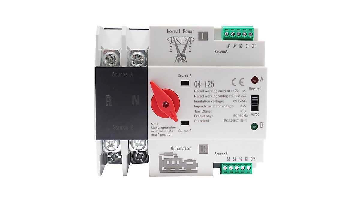 Mini 2P 100A 110V Dual Power Automatic Transfer Switch Generator ...