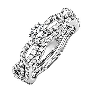 Dazzlingrock Collection 1.00 Carat (Cttw) 14K Round Diamond Women Engagement Ring Set, White Gold, Size 9