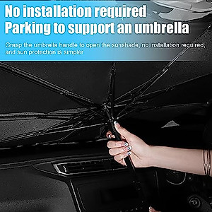 NGHEY 1 PC Car Windshield Sun Shade Umbrella, 34.64" x 56.69" Opening Design Foldable Umbrella, Dashboard Protective Sun Shield Shade Keep Your Vehicle Cool for Car SUV Truck (Silver)