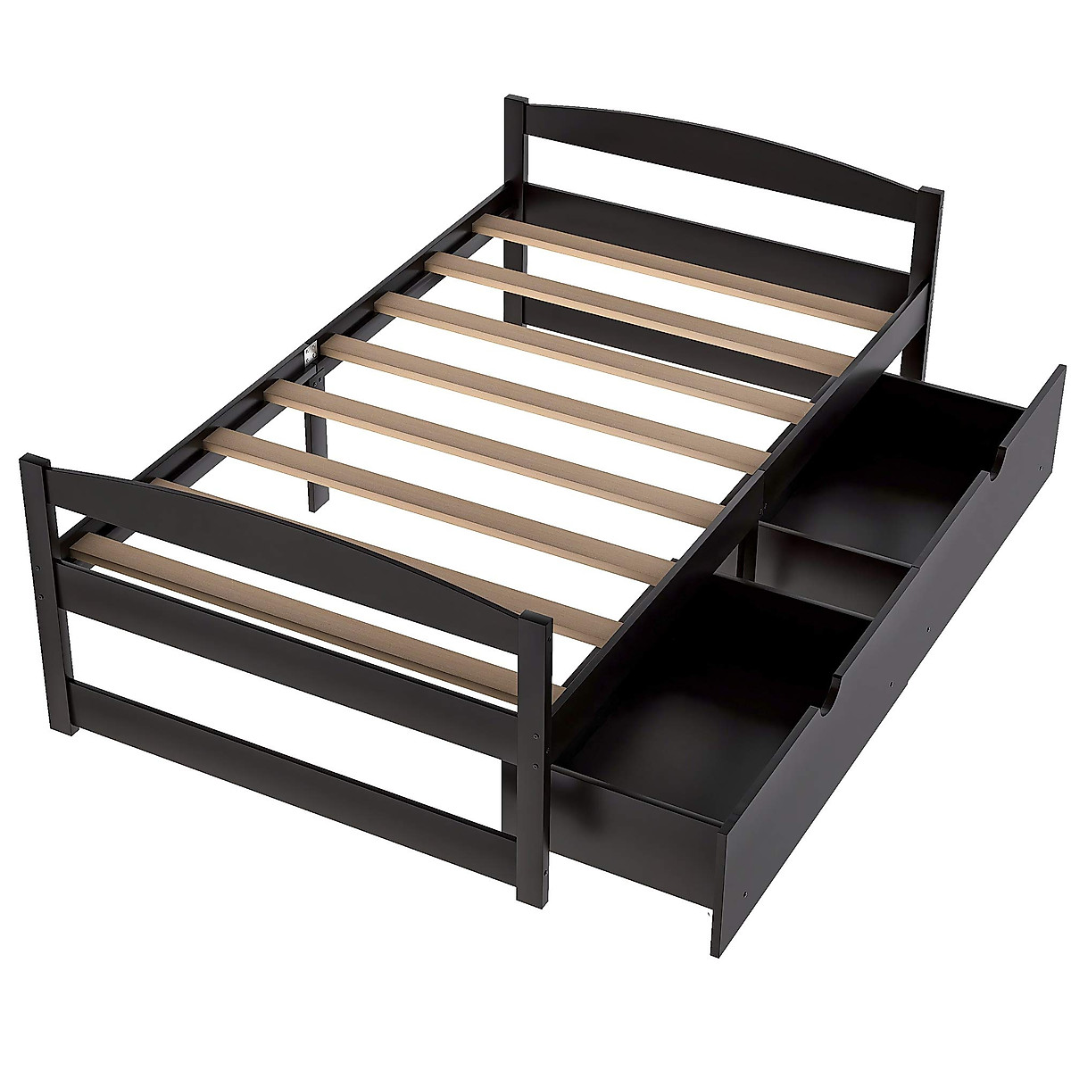Lifeand Twin Size Daybed with 2 Drawers,Wood Storage Platform Bed for Kids Teens and Adults,No Box Spring Needed,Espresso