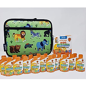 Kids Nutritional Brain Supplement- Boost Child Memory, Focus, Calmness- Support Brain, Immune, Vision, Heart Health- Omega Fish Oil DHA, Vitamin C, Turmeric, Resveratrol- Liquid Squeeze Pouch (1 Box)