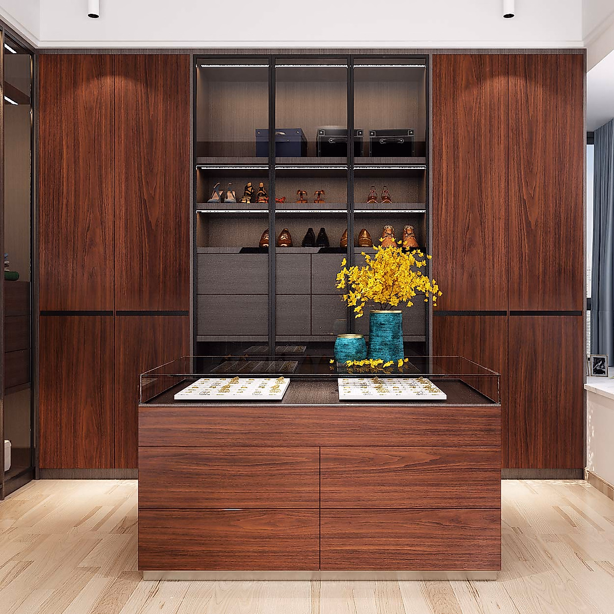 Yenhome Walnut Contact Paper Wood Grain Contact Paper 24"X118" Dark Brown Wood Contact Paper for Desk Countertop Shelves Self Adhesive Wood Wallpaper Peel and Stick for Kitchen Table Cabinet Wallpaper