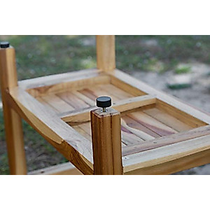 EcoDecors Teak Shower Bench Eleganto Garden Bench with Shelf Natural Teak Wooden Seat Patio Bench Wood Shower Bench in Earthy Teak Finish - 24 inches Length