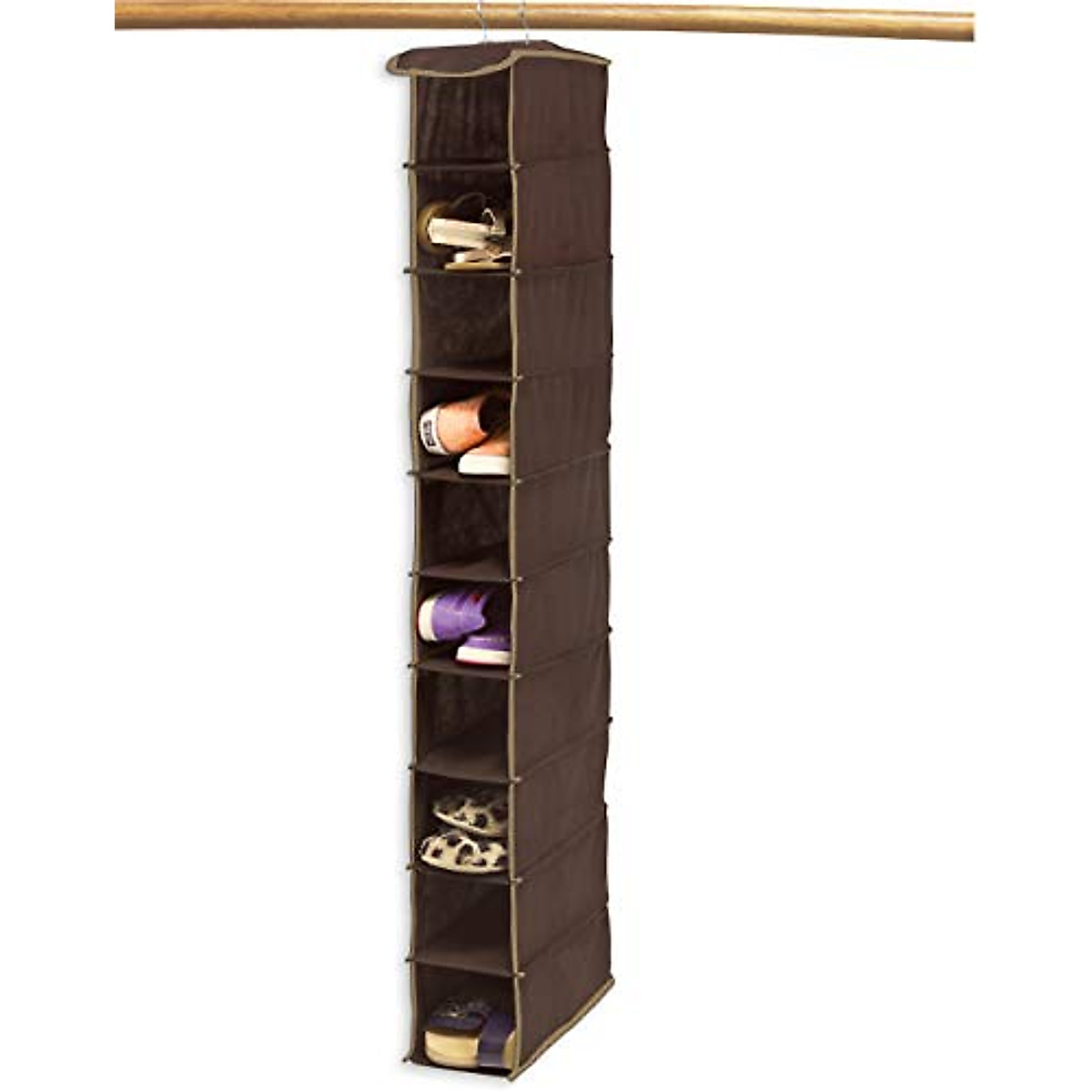 Simple Houseware 10 Shelves Hanging Shoes Organizer Holder for Closet, Brown