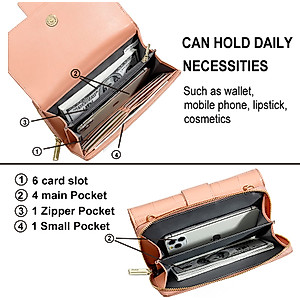 VINMEN Crossbody Phone Bag, Wrist Wallet Handbags, Leather Clutch Bag Evening Bag for Women and Girls (Pink)